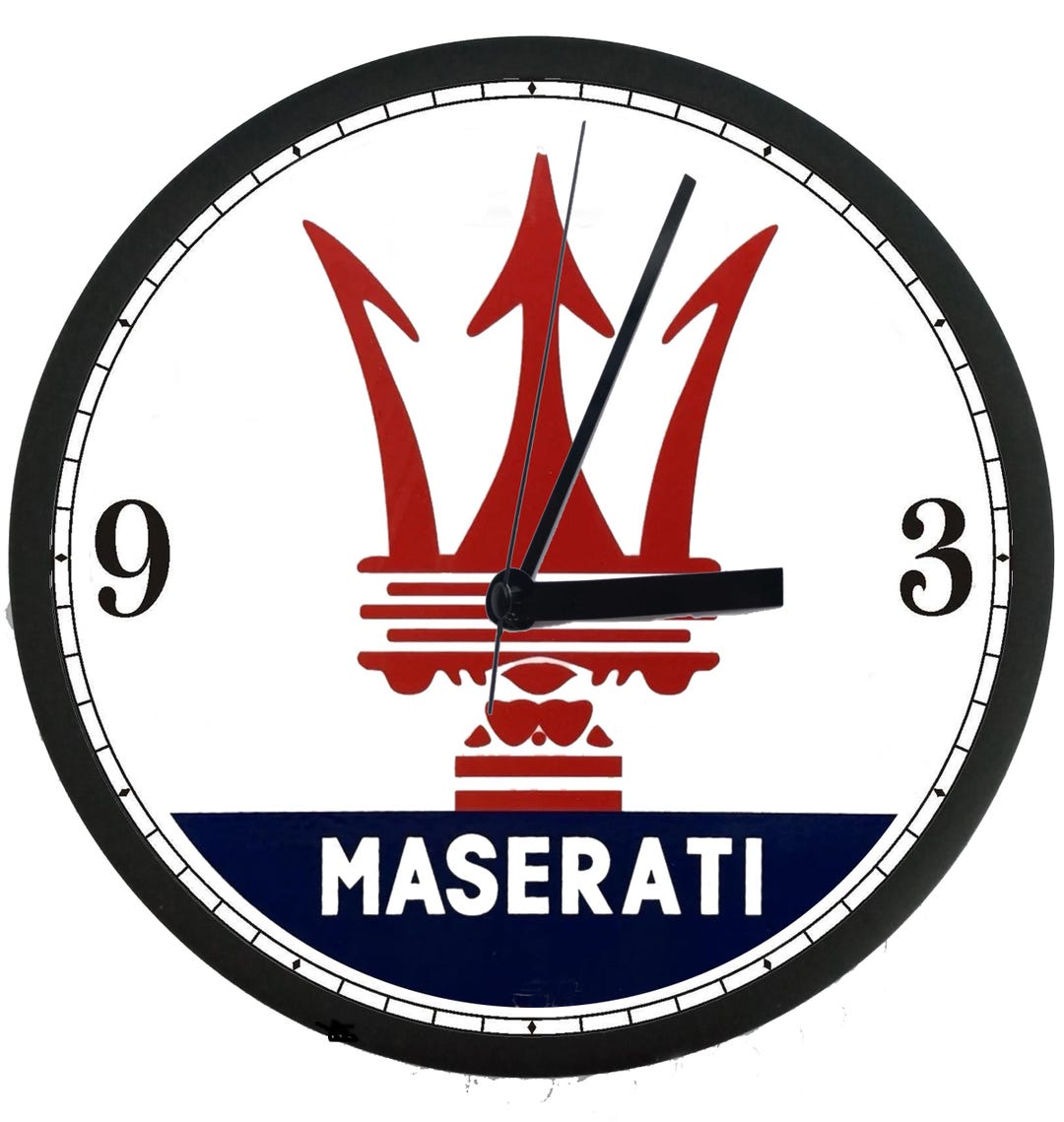 Maserati Wall Clock Retro Design, Mancave, Garage, Home Decor, Cars ...