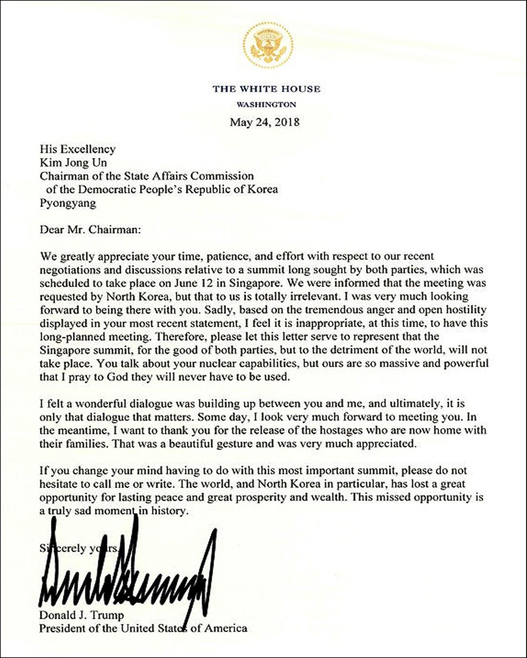 Trump Letter to Kim Jong Un 8x10 Digital Download - Etsy