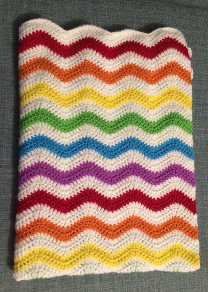 Rainbow Ripple Blanket - Etsy UK