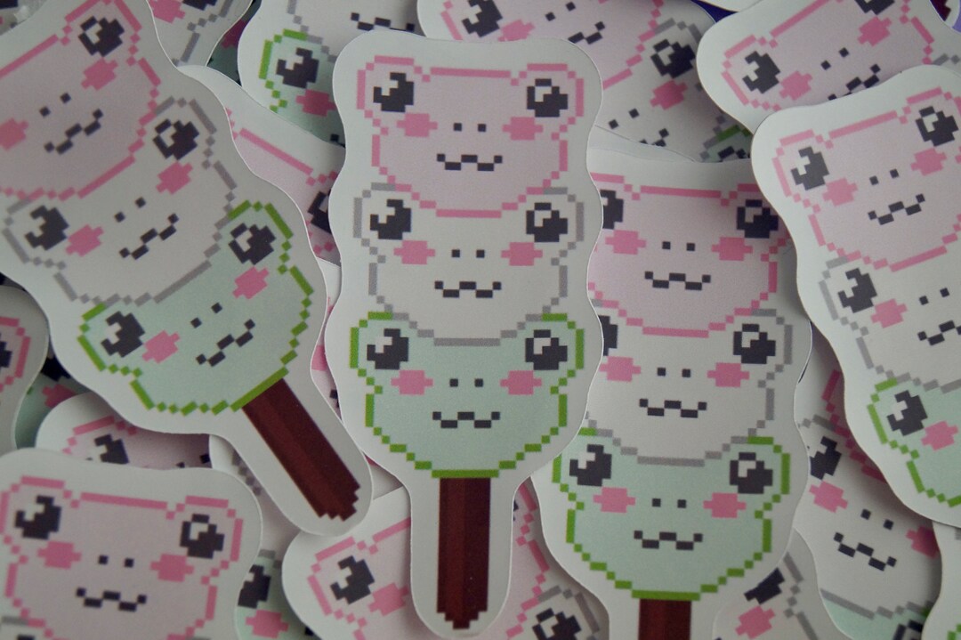 Cute Pixel Froggy Dango Sticker Japanese Snacks Sticker Pixel Art ...