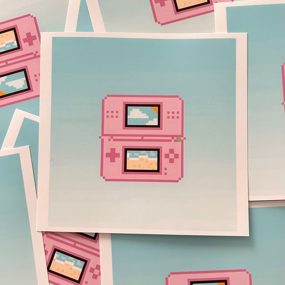 Pixel Art DS Console Print | 5x5 | Pixel Art | Beach Print | Cute Pixel ...