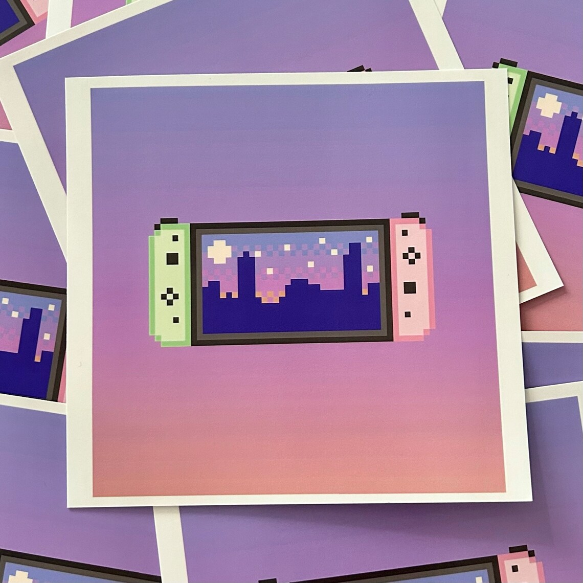 Pixel Art Switch Console Print | 5x5 | Pixel Art | Sunset Print | Cute ...