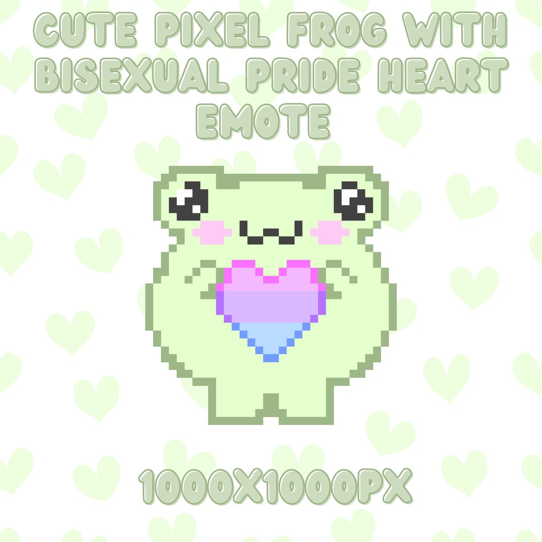 Cute Pixel Frog With Bisexual Pride Heart Emote Twitch - Etsy