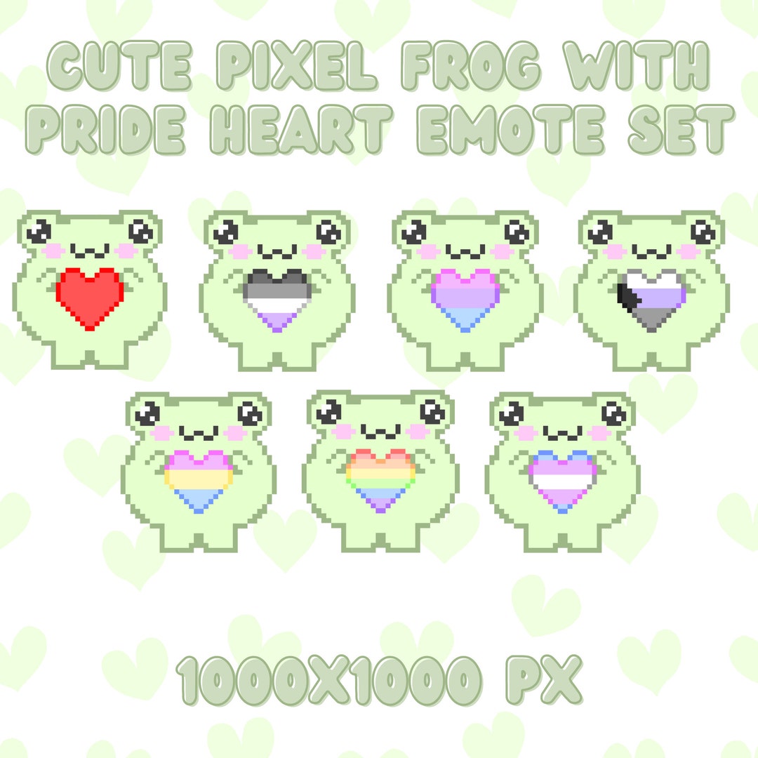 Cute Pixel Frog With Pride Heart Emote Set Twitch Assets - Etsy