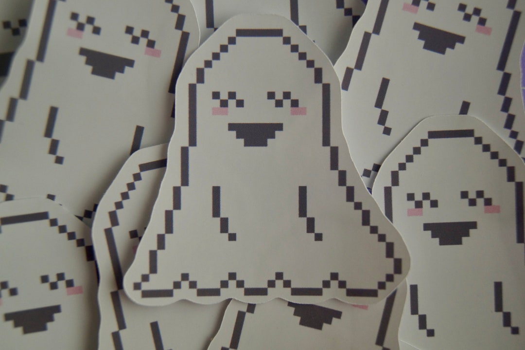 Cute Pixel Halloween Ghosty Sticker | Ghost Stickers | 5x5cm | Vinyl ...