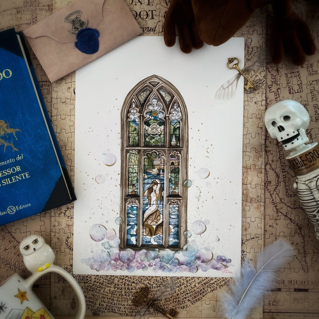 Wizard Magic World Signed Stained Glass Window From Prefects' Bathroom ...