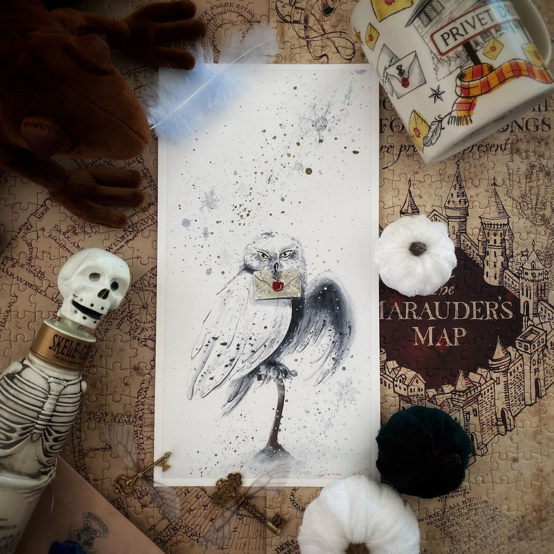 Wizard Magic World Signed Print - White Owl in the Snow With Letter ...