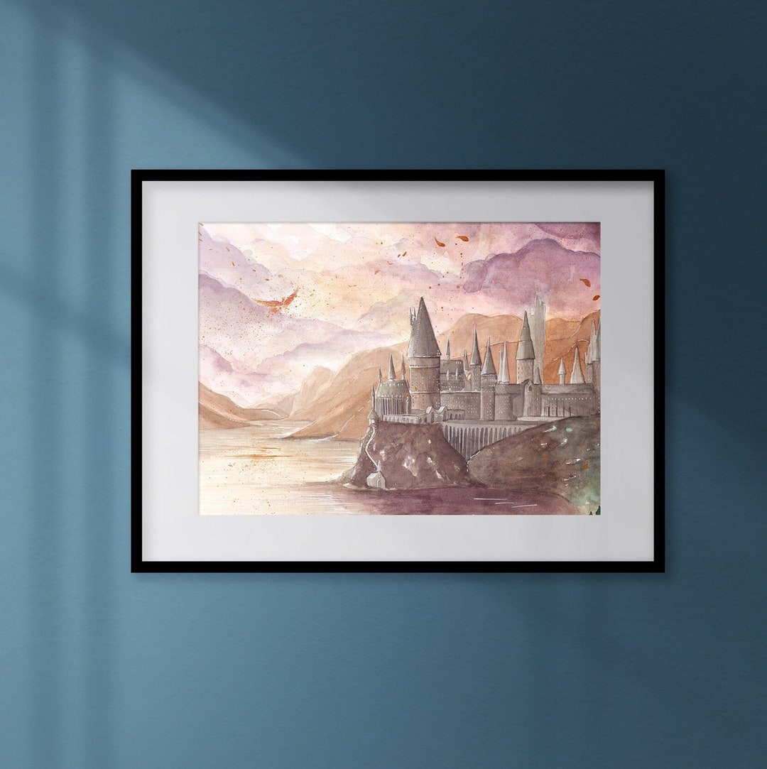 LIMITED EDITION - Wizard Magic World Print - Sunset Magic School Castle ...