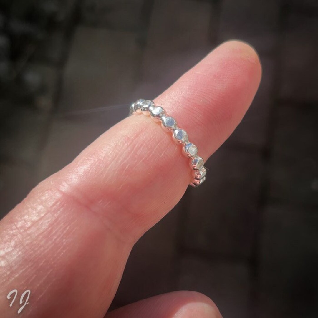 Sterling Silver Bubble Ring, Sterling Silver, Oxidized Ring, 3mm Hammered Friendship Ring ...