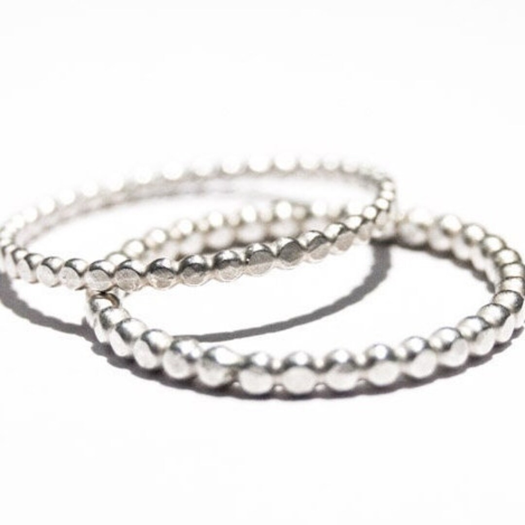 Sterling Silver Bubble Rings, Oxidized Rings, 2mm Hammered Friendship ...