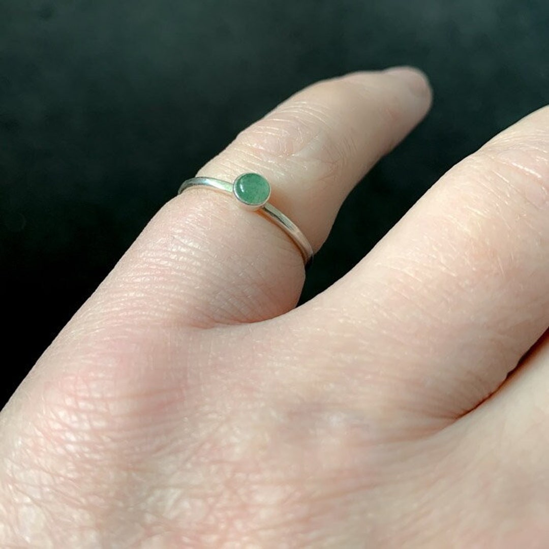 Handmade 4mm Green Aventurine Ring, Sterling Silver Stacking Ring ...