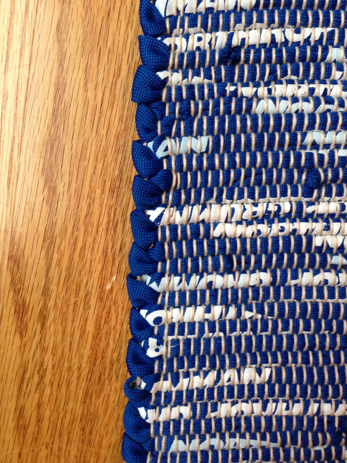 Royal Blue and White Rug Handwoven From Recycled Polyester - Etsy