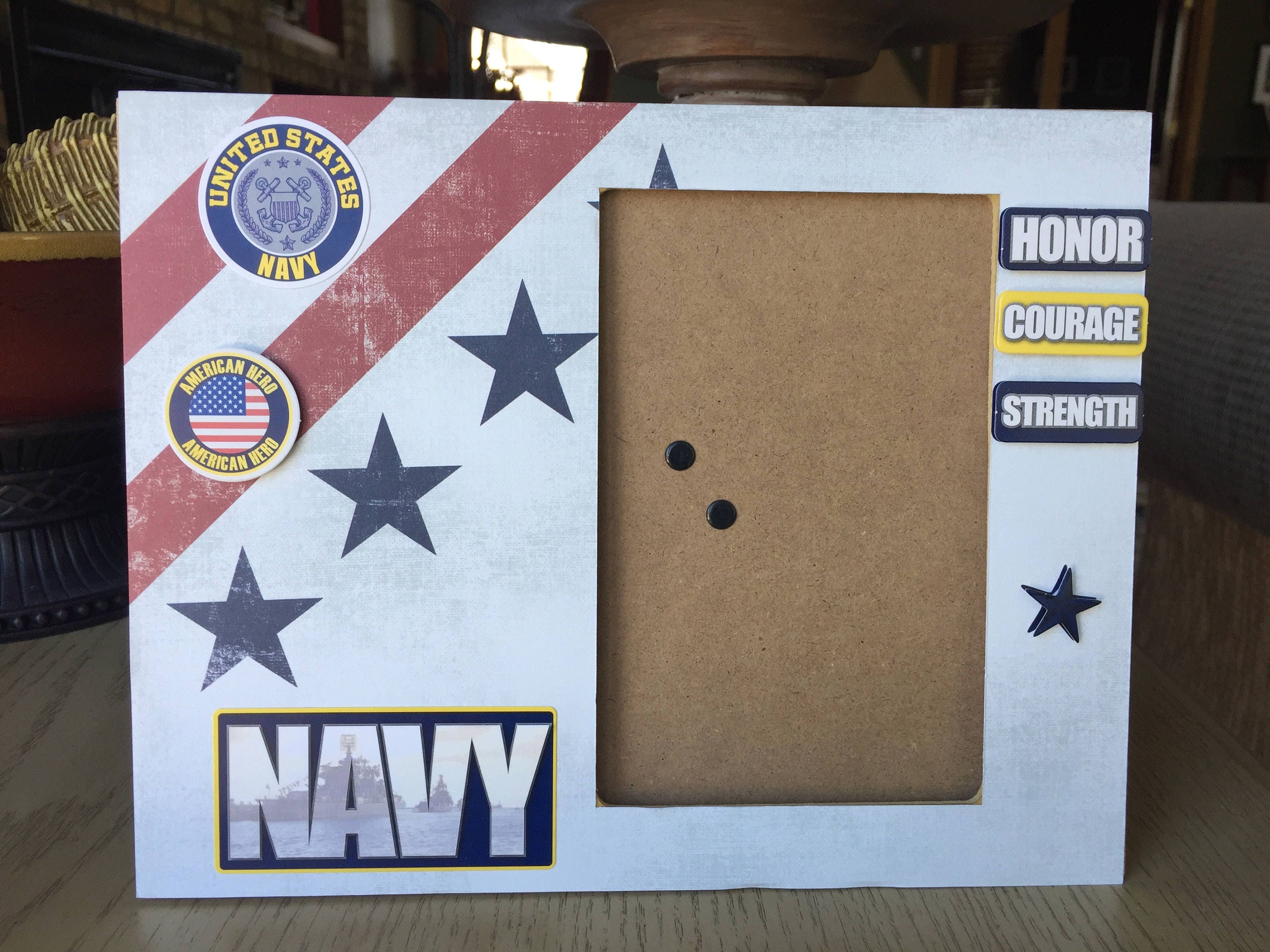 Navy Navy picture frame United States Navy Honor Courage | Etsy