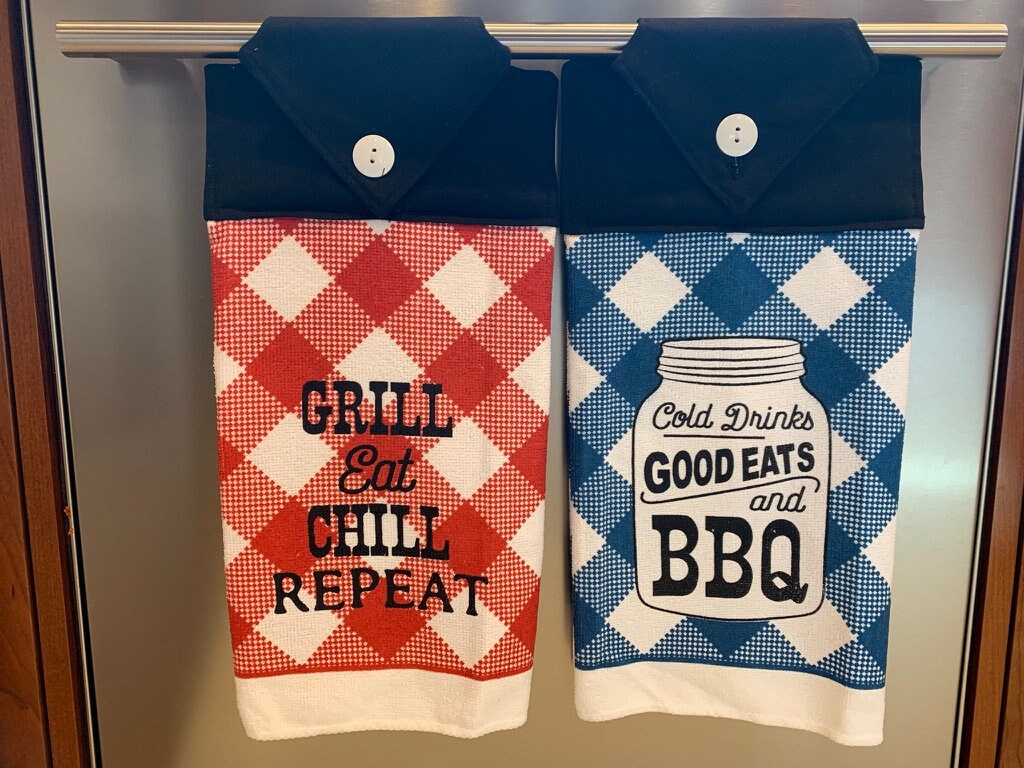 Backyard BBQ Grilling towel Barbeque Grillin & Chillin Grill eat chill ...