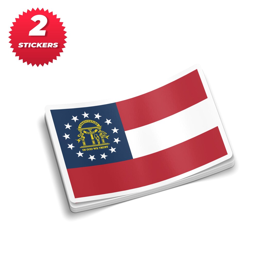 Set of 2 Stickers = Georgia Flag: Decal/stickers • Full Color • Double ...