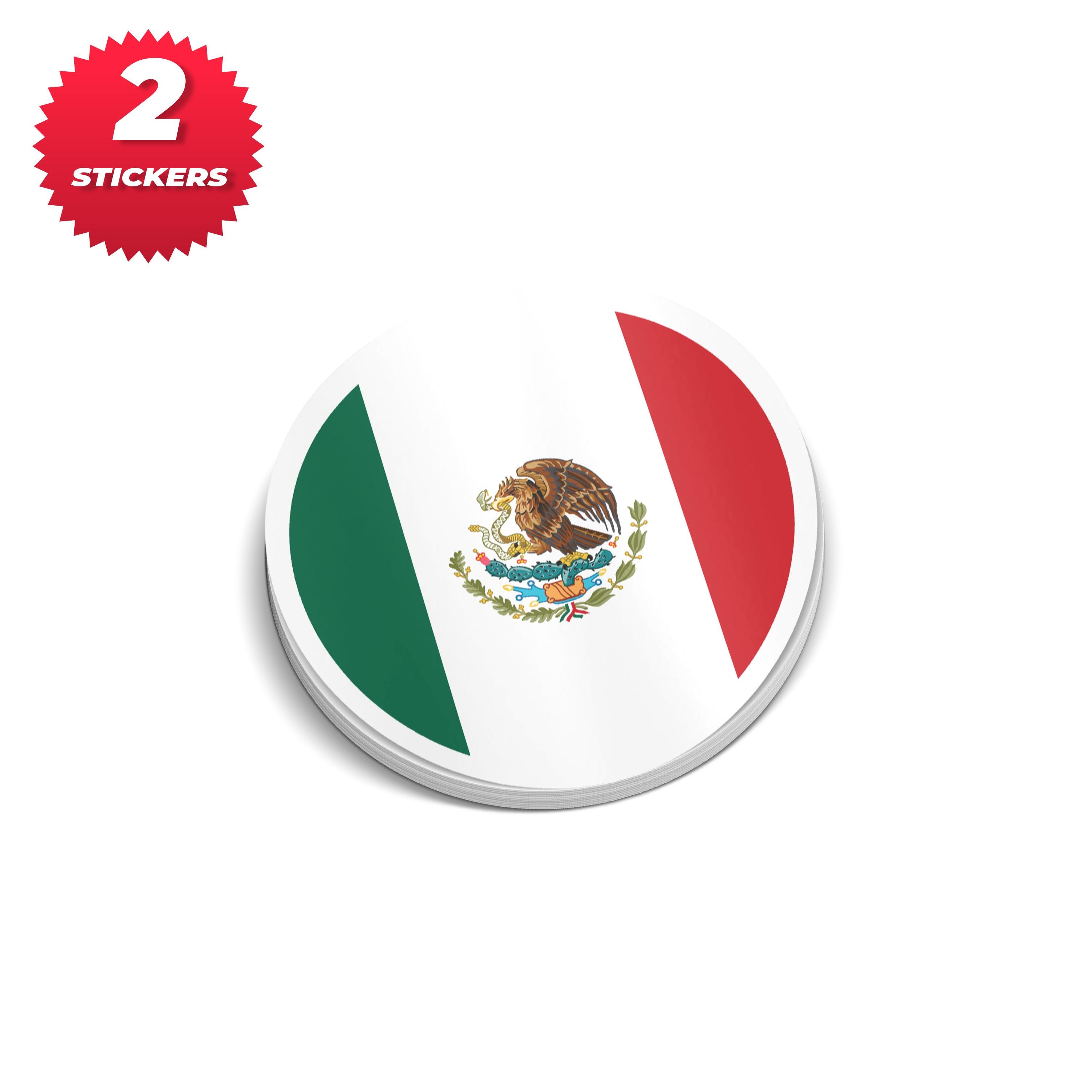 Set of 2 Stickers = Mexico Round - Flag: Decal/stickers • Full Color ...
