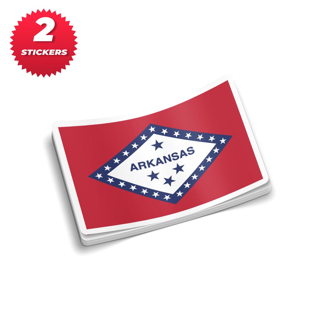 Set of 2 Stickers = Arkansas Flag: Decal/stickers • Full Color • Double ...
