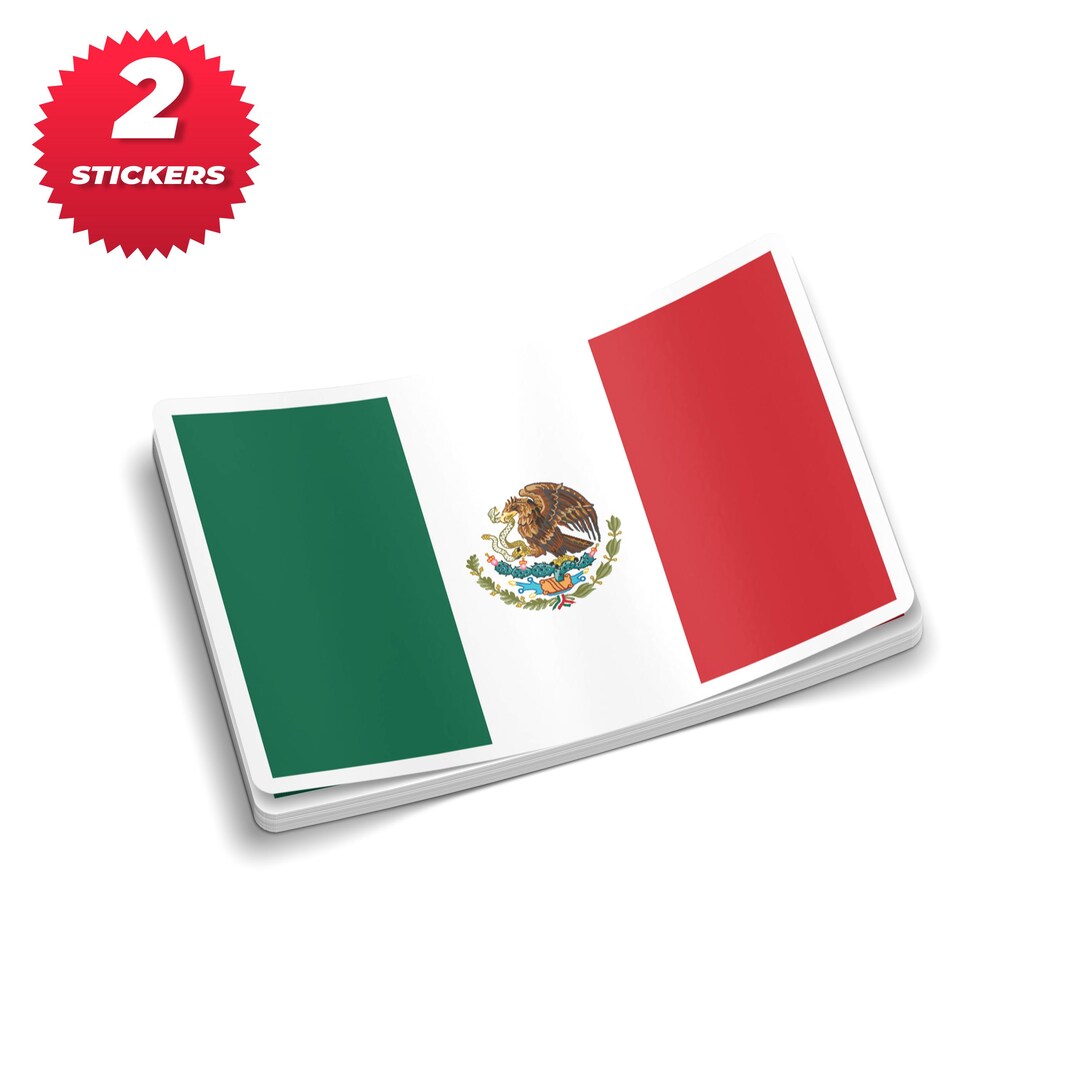 Set of 2 Stickers = Mexico Flag: Decal/stickers • Full Color • Double ...