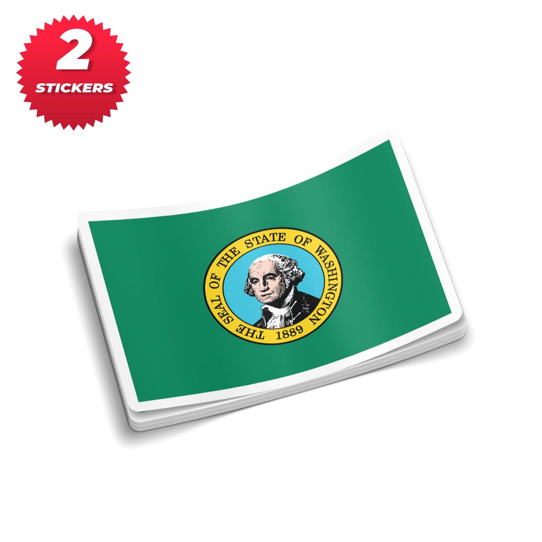 Set of 2 Stickers = Washington Flag: Decal/stickers • Full Color ...