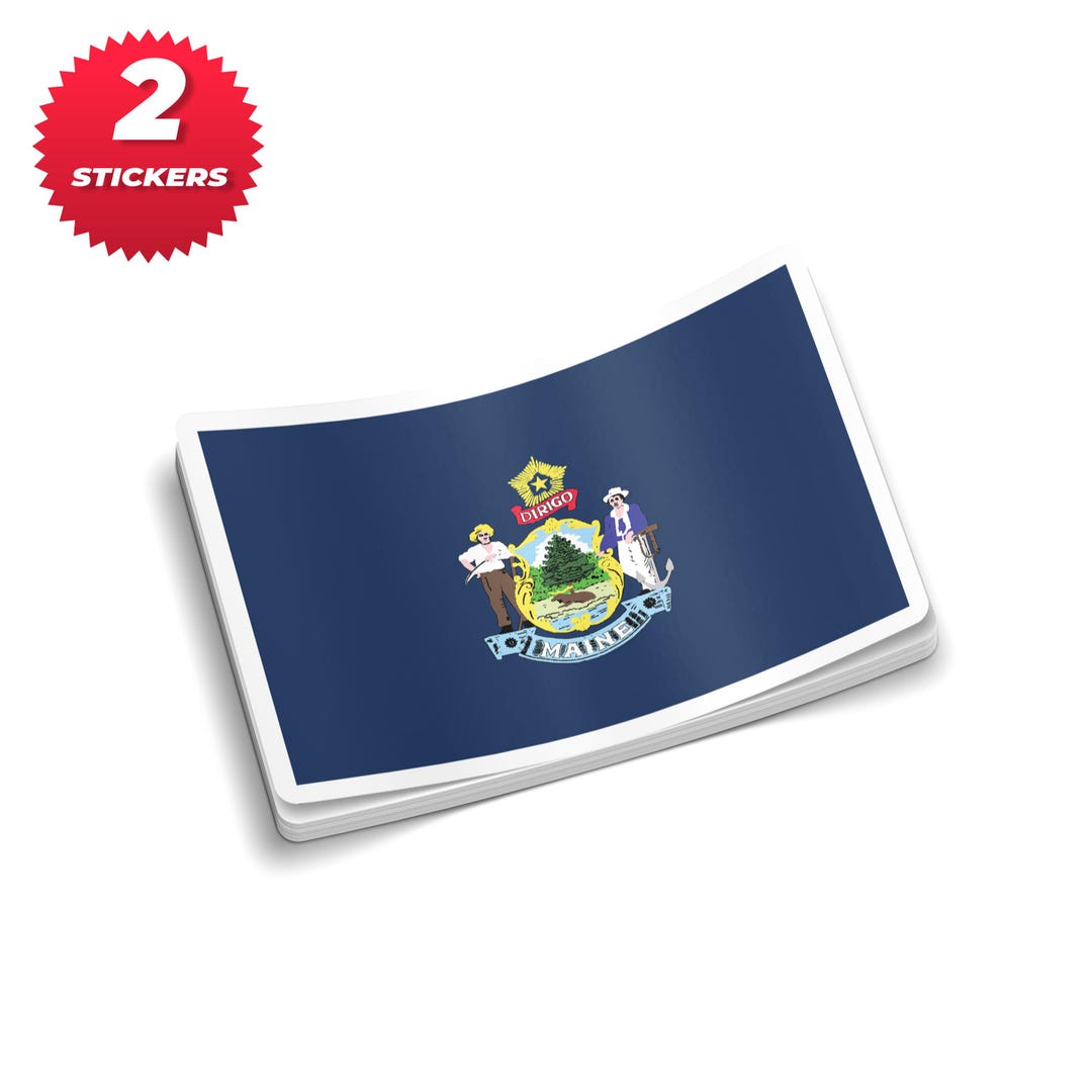 Set of 2 Stickers = Maine Flag: Decal/stickers • Full Color • Double UV ...