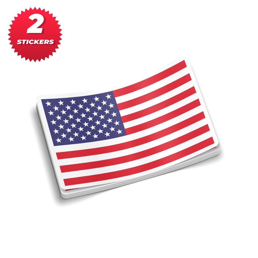 Set of 2 Stickers = USA Flag: Decal/stickers • Full Color • Double UV ...