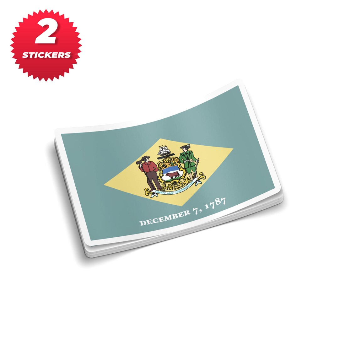 Set of 2 Stickers = Delaware Flag: Decal/stickers • Full Color • Double ...