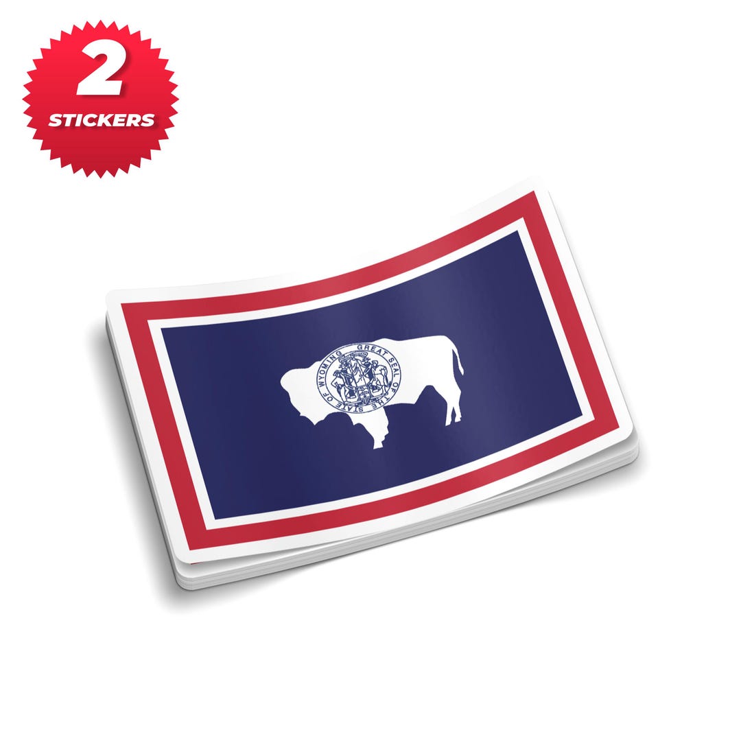 Set of 2 Stickers = Wyoming Flag: Decal/stickers • Full Color • Double ...