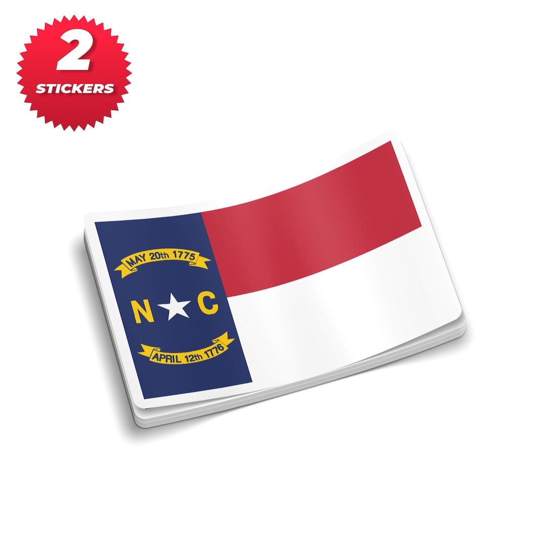 Set of 2 Stickers = North Carolina Flag: Decal/stickers • Full Color ...
