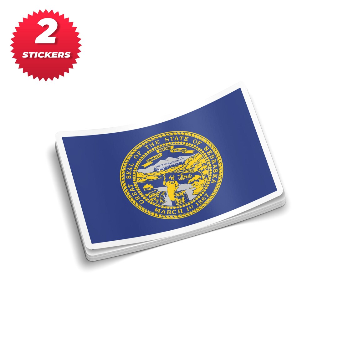 Set of 2 Stickers = Nebraska Flag: Decal/stickers • Full Color • Double ...