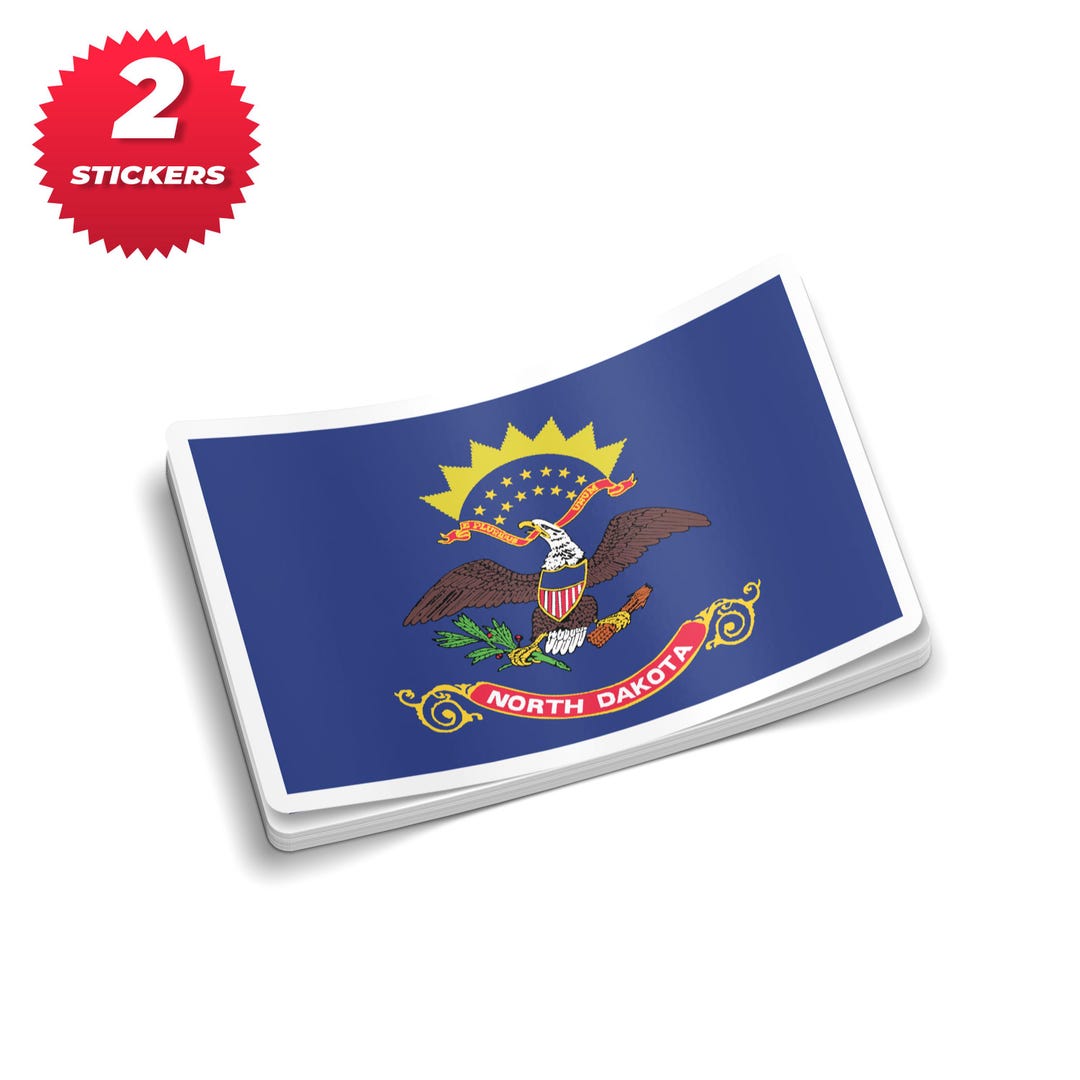 Set of 2 Stickers = North Dakota Flag: Decal/stickers • Full Color ...