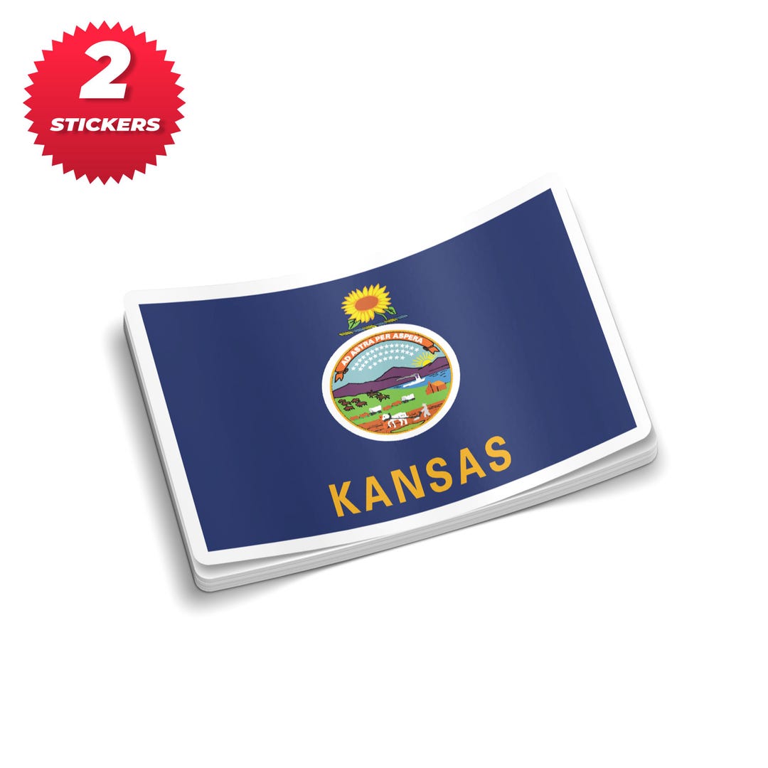 Set of 2 Stickers = Kansas Flag: Decal/stickers • Full Color • Double ...