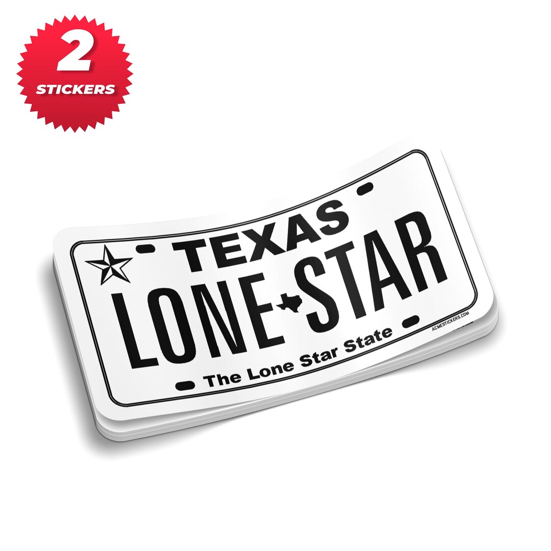 Set of 2 Stickers = Lone Star Plate (white) : Decal/stickers • Full ...