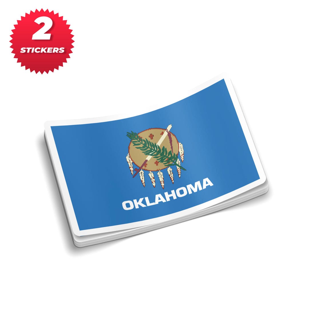 Set of 2 Stickers = Oklahoma Flag: Decal/stickers • Full Color • Double ...