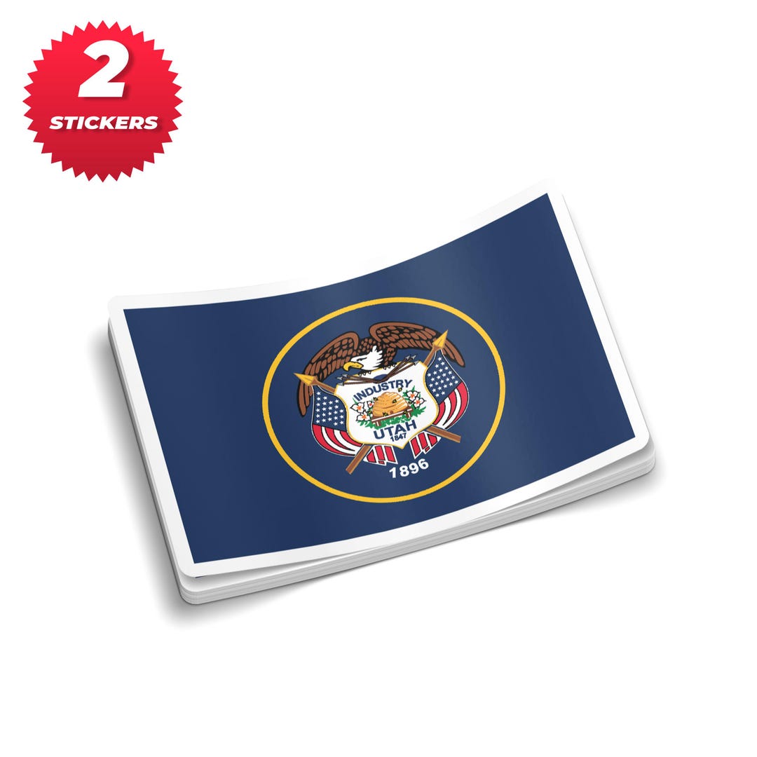 Set of 2 Stickers = Utah Flag: Decal/stickers • Full Color • Double UV ...