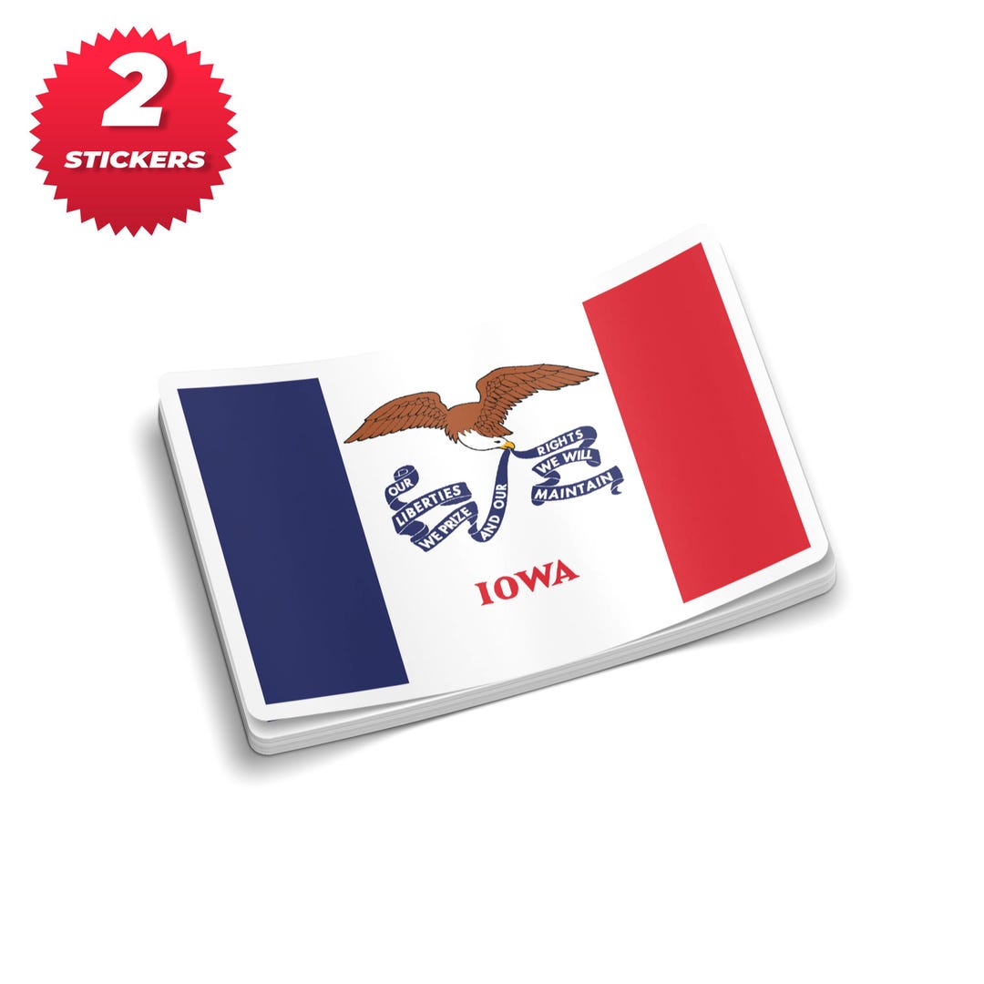 Set of 2 Stickers = Iowa Flag: Decal/stickers • Full Color • Double UV ...