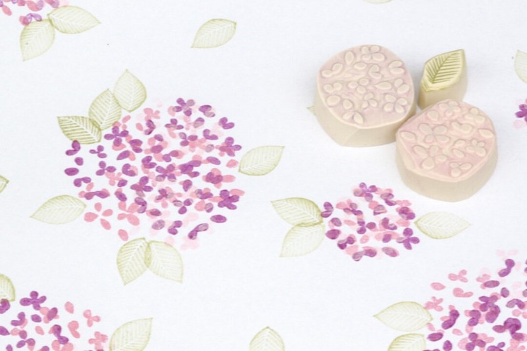 Hydrangea Lilac Set of Hand-carved Stamps - Etsy