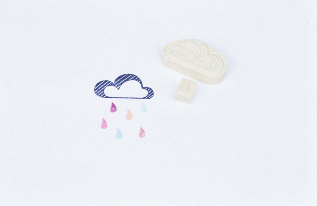 Cloud and Raindrop, Stamps, Hand Carved - Etsy