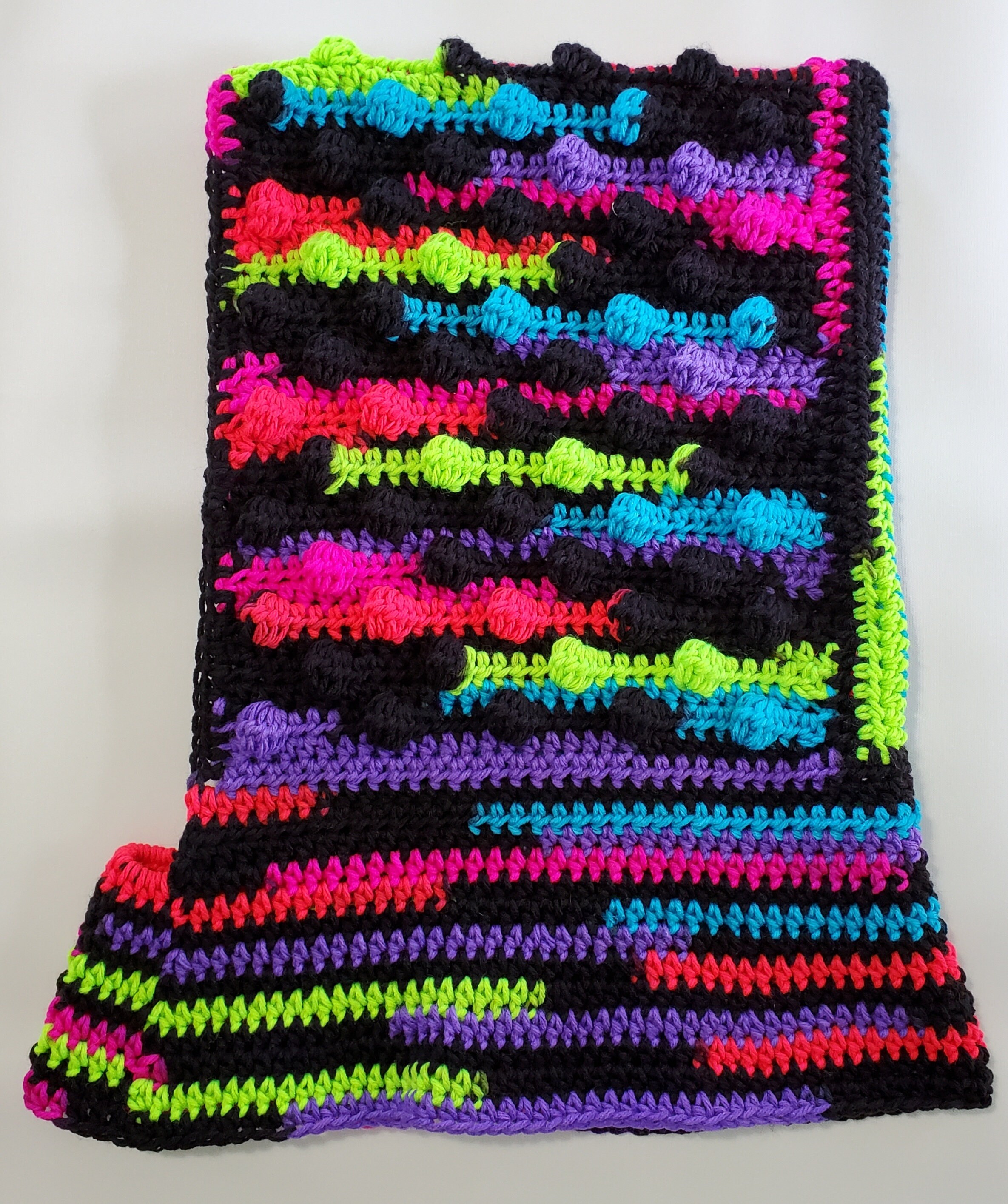 Neon and Black Crochet Hooded Cowl, Hooded Neck Warmer, Crocheted ...