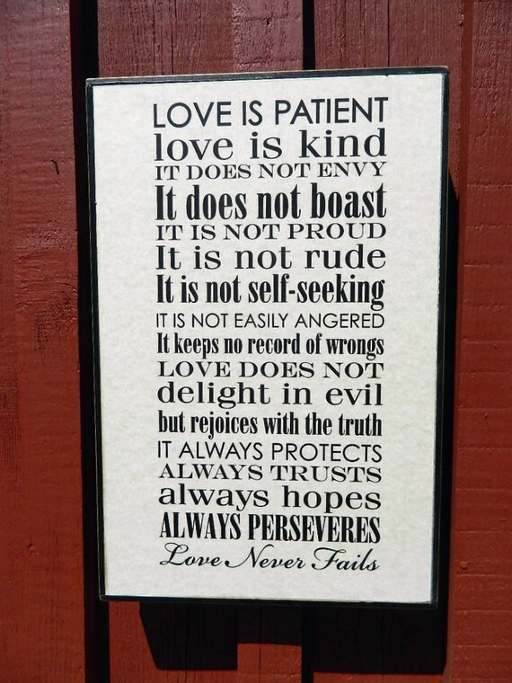 Items similar to Love Is Patient - Love Is Kind - Handmade Wood Sign ...