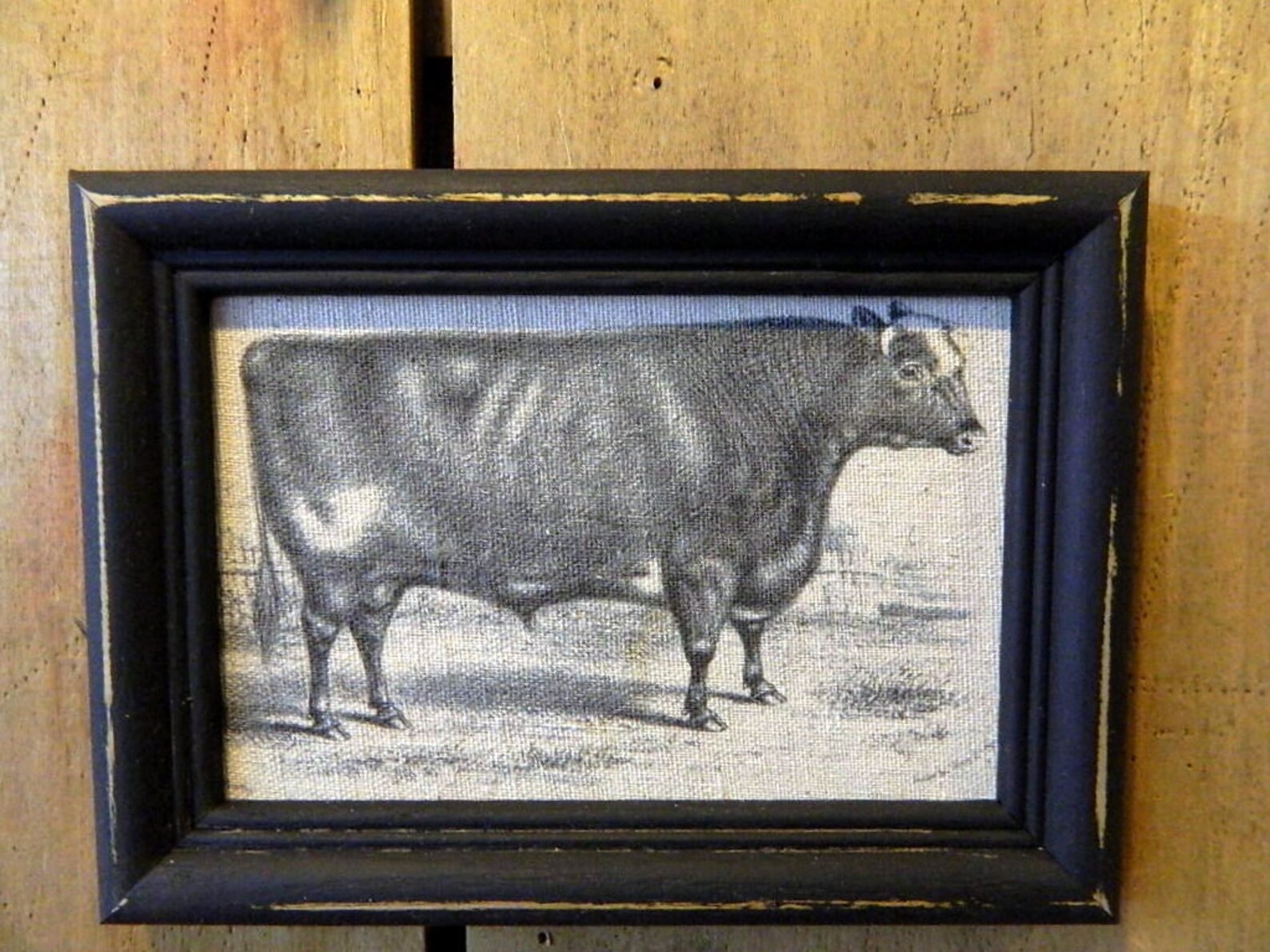 Primitive Vintage Cow Print Print on Fabric - Etsy