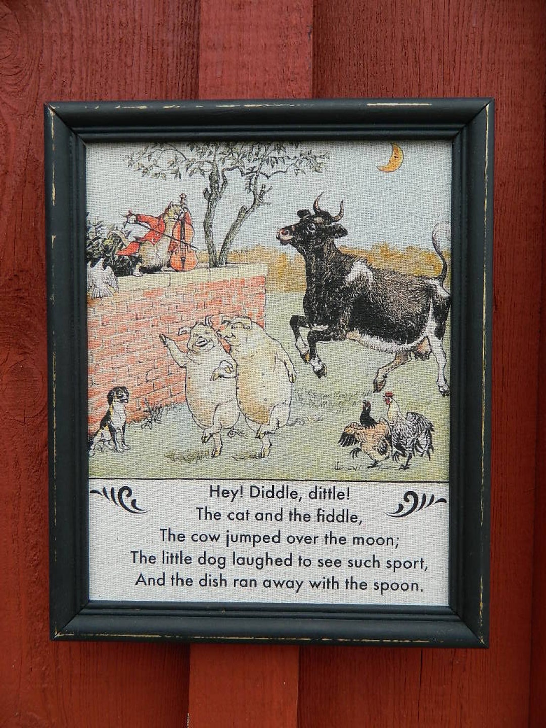 Hey Diddle, Diddle Nursery Rhyme, Nursery Decor, Baby Shower, Storybook ...