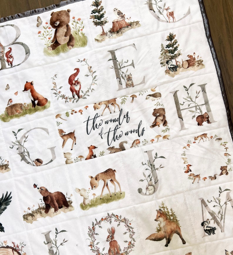 Forest Woodland Animals Baby Quilt Enchanted Forest Nursery - Etsy