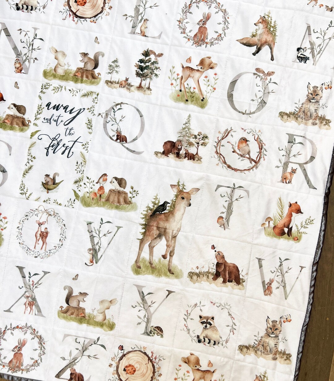 Forest Woodland Animals Baby Quilt, Enchanted Forest Nursery Decor ...