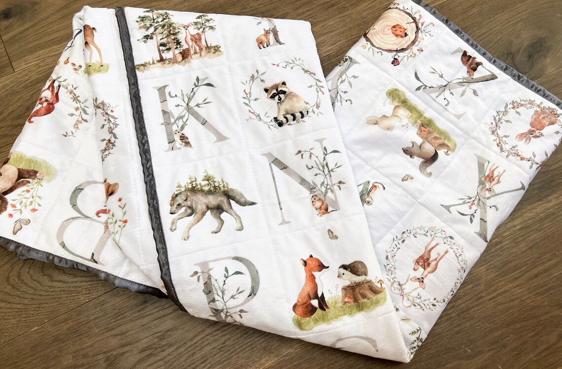Forest Woodland Animals Baby Quilt Enchanted Forest Nursery - Etsy