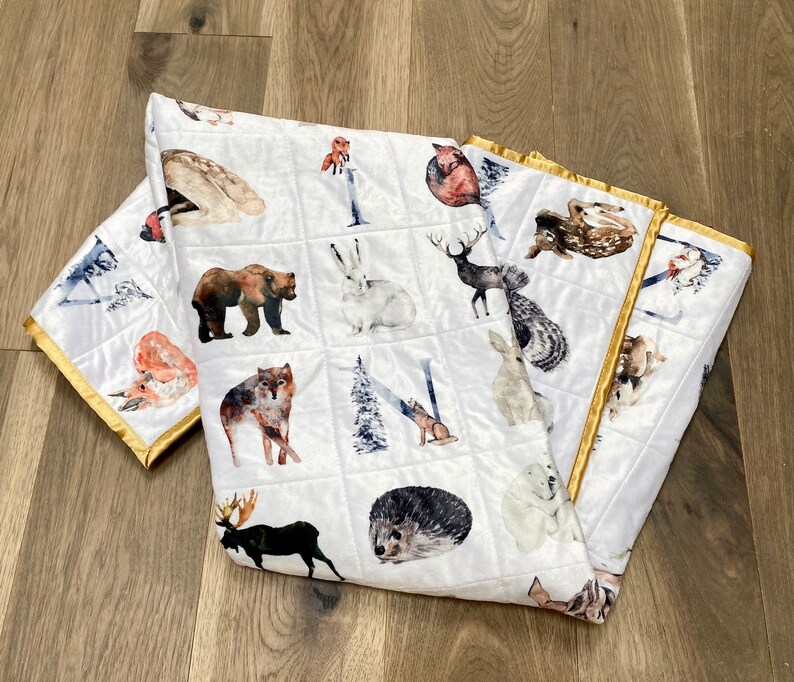 Winter Forest Woodland Animals Baby Quilt Enchanted Forest - Etsy