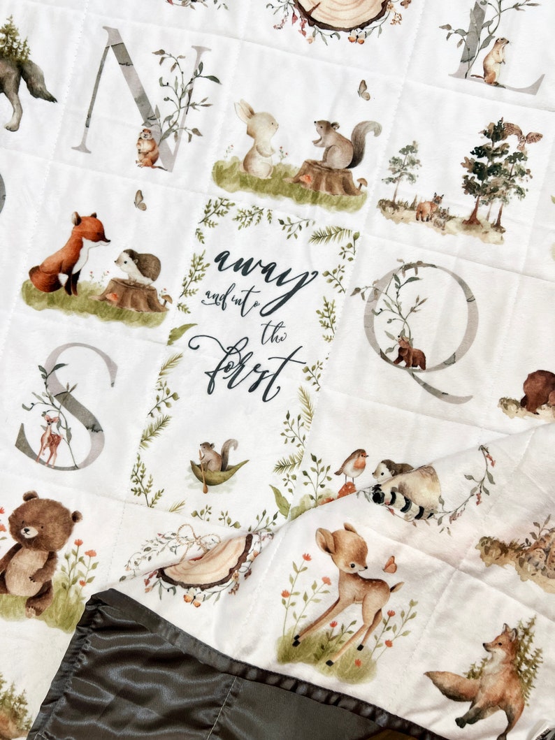 Forest Woodland Animals Baby Quilt Enchanted Forest Nursery - Etsy