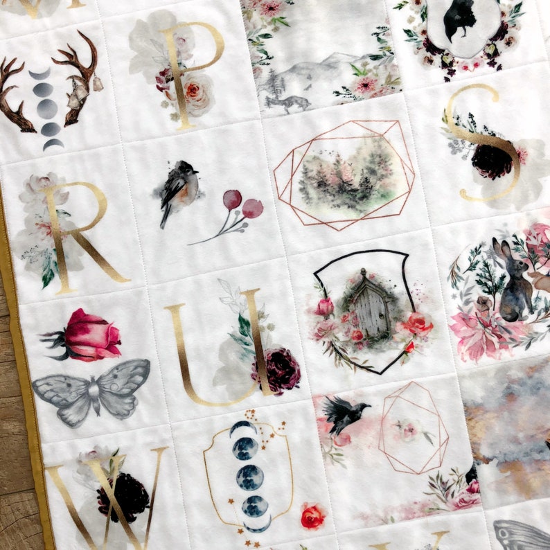 Enchanted Forest Woodland Baby Quilt Handmade Dark Forestcore - Etsy