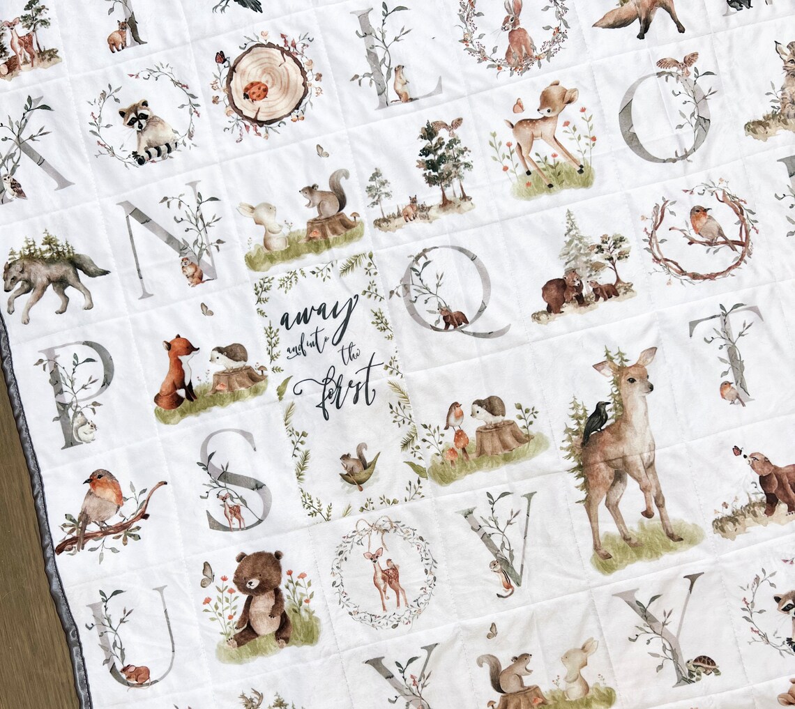 Forest Woodland Animals Baby Quilt Enchanted Forest Nursery - Etsy
