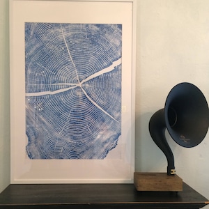 Blue Tree Ring Art, Blue Tree Ring Print, Fixer Upper Art, Large Tree ...