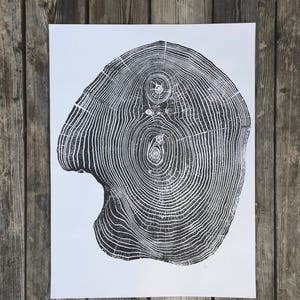 Mulberry Tree Ring Print, Tree Ring Art Print, Woodcut, Real Tree Rings ...